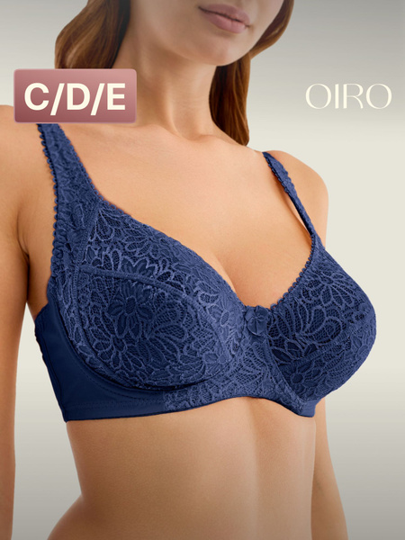Бюстгальтер Женский OIRO мягкая чашка на каркасе, на косточках, размер 95E синий Полиамид ...