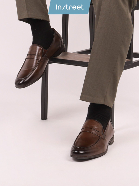Лоферы Мужской Instreet коричневый, размер 44 Толстый каблук На любой сезон 6 Россия купить c ...
