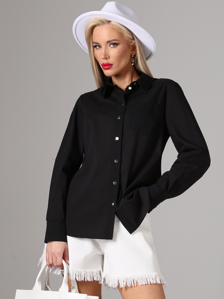 Блузка Женский DStrend черный Хлопок, размер 48 Россия купить c доставкой на OZON по низкой цене ...