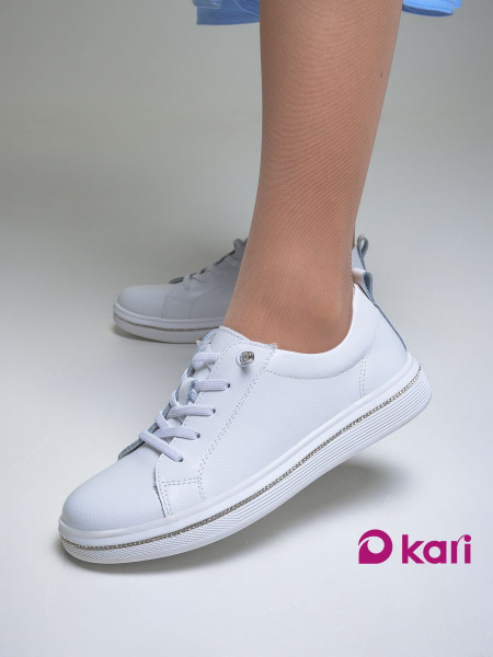Полуботинки Женский Kari белый, размер 41 Демисезон G Шнурки Стандартный низкий (до 4 см) купить ...