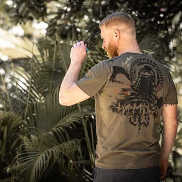 Футболка Мужской Thor Steinar оливковый, размер 52 Хлопок Орнамент, Этнический прямой ...