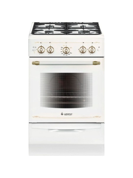 Gefest 5100-02 0185 50 см Газовая плита, 4 конфорки, белая купить c доставкой на OZON по низкой ...