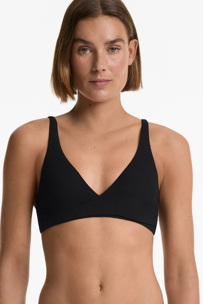 Лиф купальный Женский Oysho топ, без косточек черный, размер 42, 44 Другое Однотонный Полиамид ...