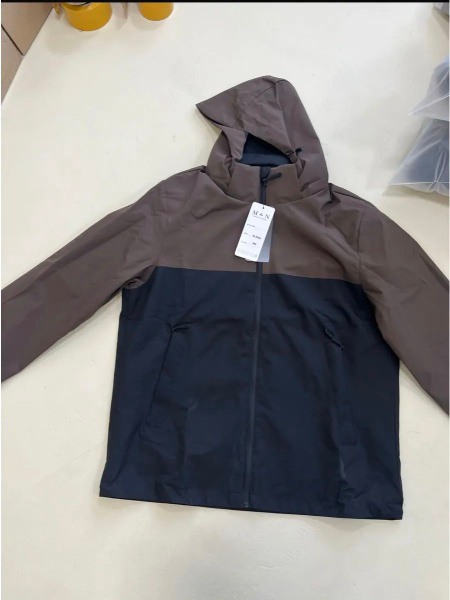 Ветровка Мужской KINGSO MENS Карманы черный, шоколадно-коричневый капюшон Полиэстер, размер 58 ...