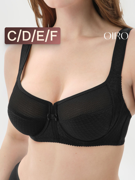 Бюстгальтер Женский OIRO мягкая чашка на каркасе, на косточках, размер 85E черный матовый Нейлон ...