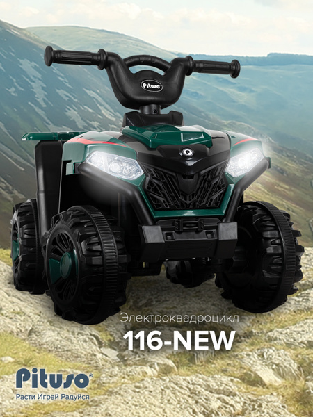 Электромобиль детский, квадроцикл Pituso 116-NEW, батарея 6V/4.5Ah, мотор 20W*1, Темно-зеленый ...