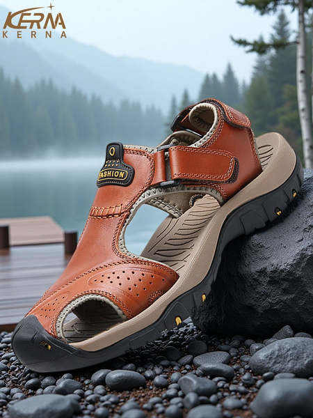 Сандалии Мужской KERNA, размер 44 Искусственная кожа Легкая модель D Лето Россия Липучки Бахрома ...