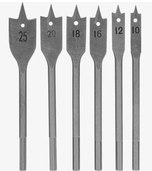 Набор сверл перьевых GripOn, 6 штук, 10-25мм, по дереву купить на OZON ...