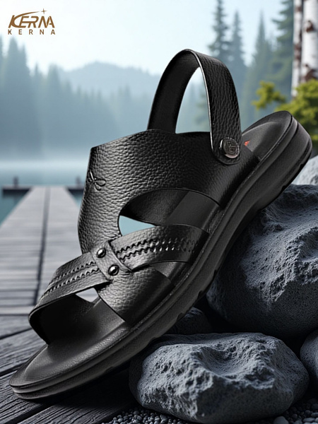 Сандалии Мужской KERNA, размер 46 Воловья кожа Легкая модель D Лето Россия Без застёжки Бахрома ...