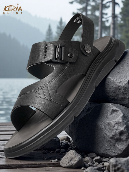 Сандалии Мужской KERNA, размер 46 Воловья кожа Легкая модель D Лето Россия Без застёжки Бахрома ...