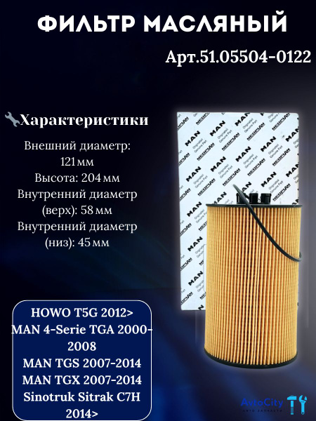 Вопросы и ответы о Фильтр масляный 51055040122 MAN TGA, TGS, TGX / HOWO ...