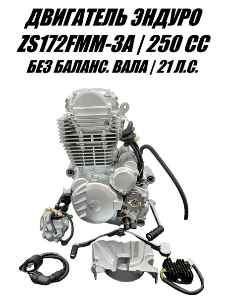 Двигатель ZS172FMM-3A 250 см3 для эндуро, кроссового мотоцикла в сборе купить на OZON по низкой ...