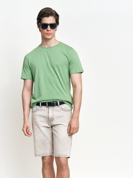 Футболка Мужской Zolla зеленый, размер 52 Хлопок Повседневный Узбекистан, рост 182-188 купить c ...