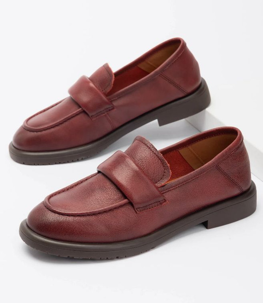 Лоферы Женский Madella бордовый, размер 36 Стандартный низкий (до 4 см) Демисезон 6 Без застёжки ...