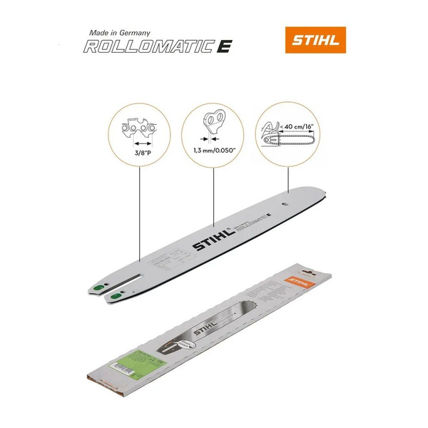 Направляющая шина для пилы STIHL R 40 см/16" 1,3 мм/0,05" 3/8"P арт ...