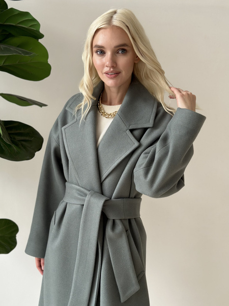 Пальто My Atelier Dress, Демисезон, размер 42, 44, цвет зеленый, Шерсть ...