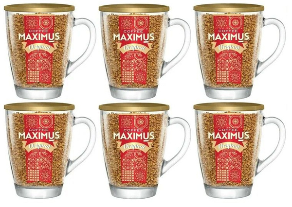 MAXIMUS COFFEE Кофе растворимый Maximus Original в стеклянной кружке ...