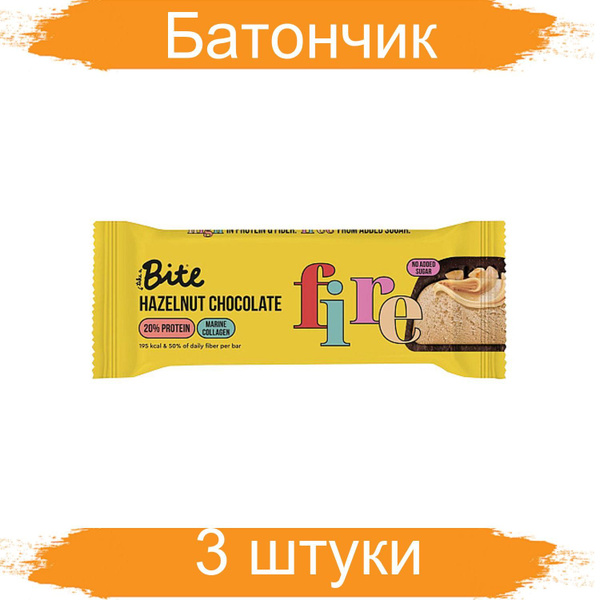 Take A Bitey, Батончик протеиновый "Лесной орех-Шоколад", 3 штуки ...