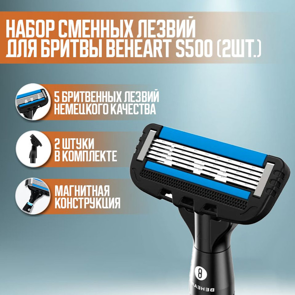 Набор сменных лезвий для бритвы BEHEART S500 (2шт.) - купить с ...
