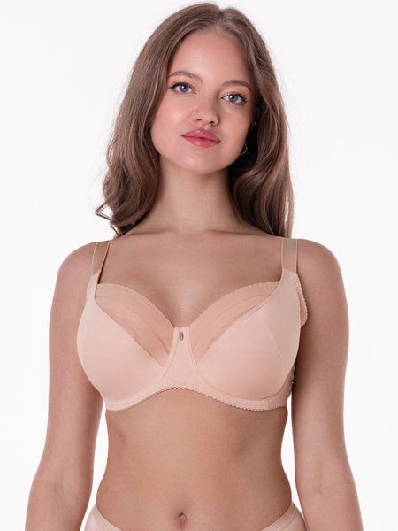 Бюстгальтер Женский Milavitsa мягкая чашка на каркасе, размер 95G бежевый Текстиль Повседневный ...