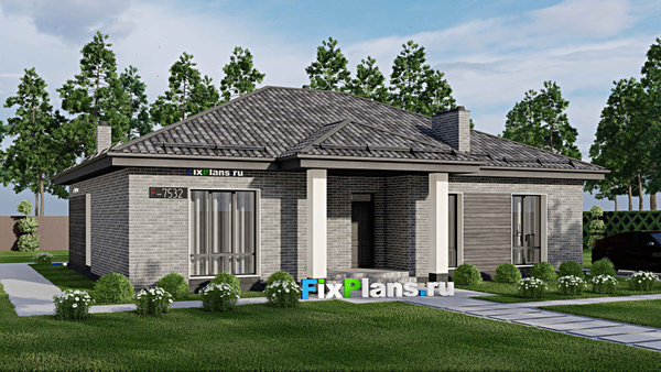 Проект дома. Одноэтажный. Площадь 139.86 м2 F0-7532 - купить с ...