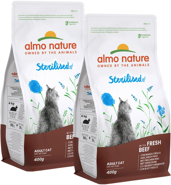 Сухой корм ALMO NATURE ADULT CAT STERILISED BEEF & RICE для взрослых ...