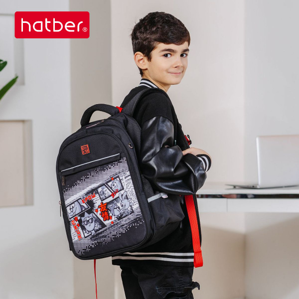 Рюкзак Hatber LIGHT -Смешарики- 38х29х14,5 см, светоотражающие элементы, 2 отделения 3 кармана ...