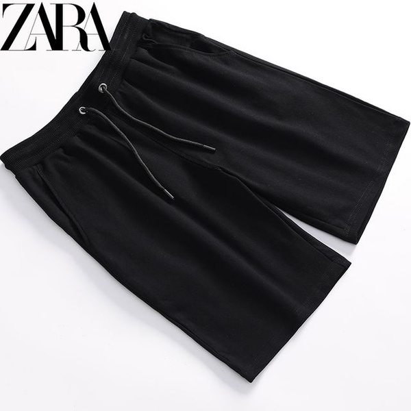 Шорты Мужской, Женский Zara черный, размер 44 Хлопок Логотип купить c доставкой на OZON по ...