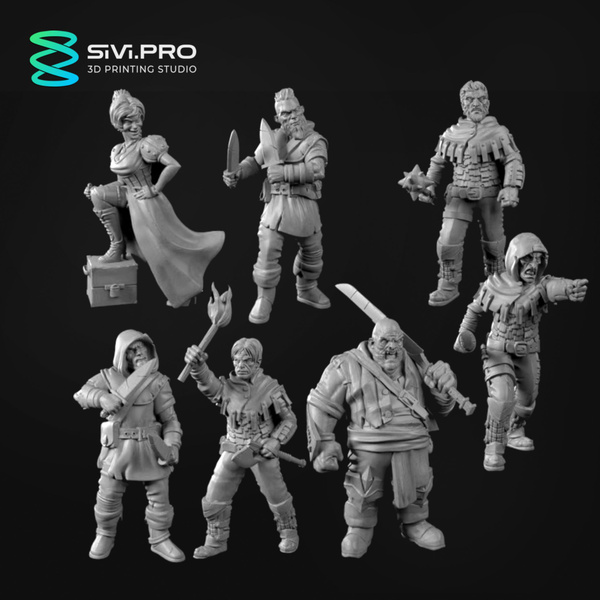 Набор миниатюр для настольных игр ДнД (DnD, Pathfinder) Люди-бандиты ...