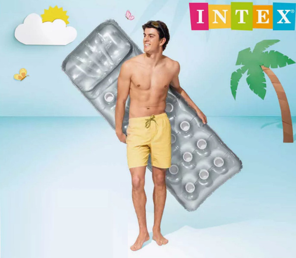 Матрас для плавания - надувной плот intex 18-Pocket Suntanner Mat 188 х ...
