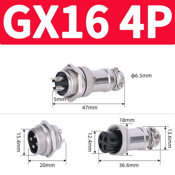 5 комплектов GX16 4PIN штекерные и гнездовые авиационные разъемы ...