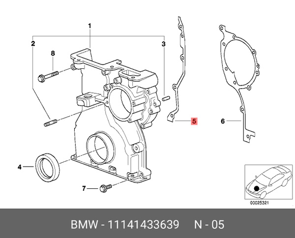 Прокладка передней крышки грм BMW 11 14 1 433 639 - BMW арт. 11 14 1 ...
