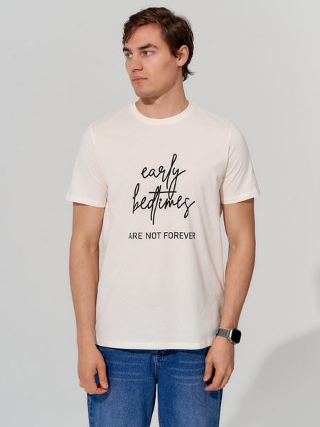 Футболка T-RONE menswear, размер 56, цвет слоновая кость, 92% хлопок, 8 ...