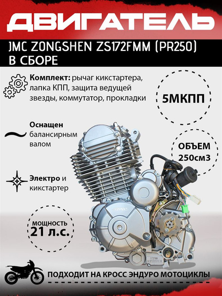 Двигатель ZS 172FMM PR250 с балансиром (кикстартера нет в комплекте) в ...
