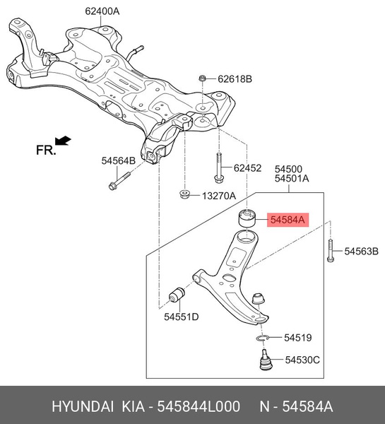 Сайлентблок рычага подвески перед лев Hyundai-KIA 54584-4L000 - купить ...