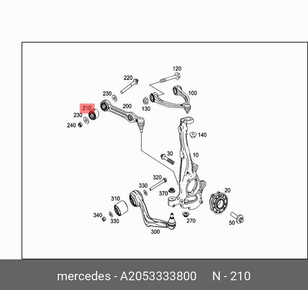 Сайленблок рычага подвески зад Mercedes A 205 333 38 00 - купить по ...
