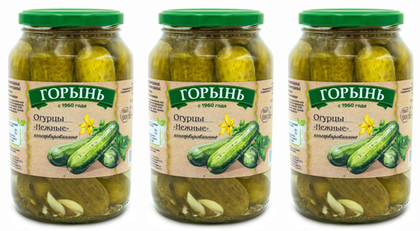 Горынь Огурцы "Нежные" консервированные, 1 л, 3 шт - купить с доставкой ...