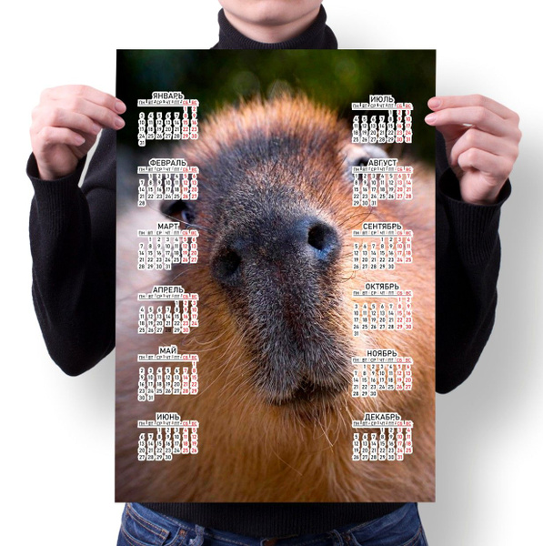 Календарь MIGOM настенный принт А3 "Capybara v2, Капибара" - v0002 ...