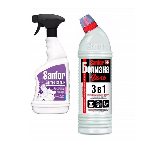 Sanfor Набор чистящих средств для дома, Спрей Ультра Белый 500 мл и Белизна 3в1 500 мл, 1 уп ...