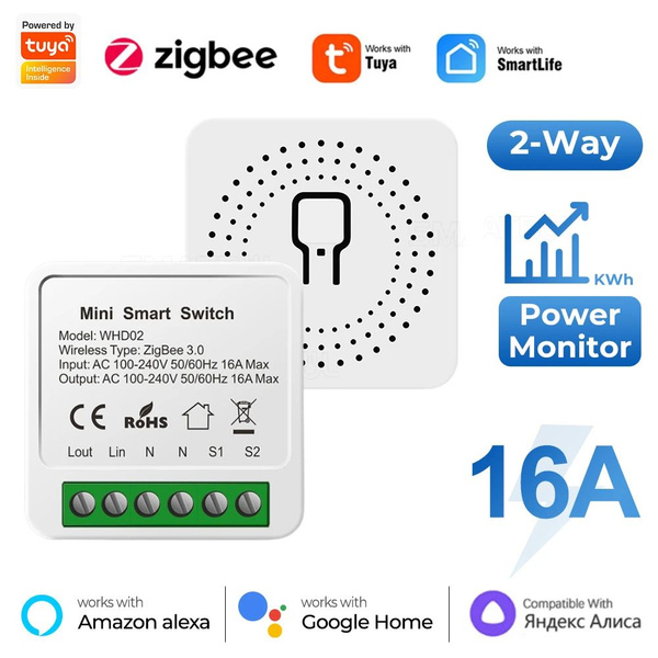 Умное реле Zigbee,Реле на 2-канал Mini Smart Switch 16A Zigbee Tuya ...