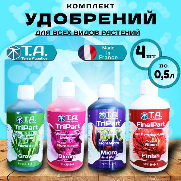 Комплект удобрений GHE Flora Series (Grow + Bloom + Micro HW + Ripen) 4шт. по 0.5л. (Terra ...