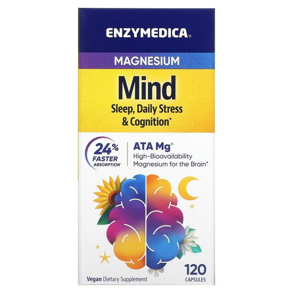 Enzymedica, Магний, Magnesium, Mind, улучшение сна и борьба со стрессом ...