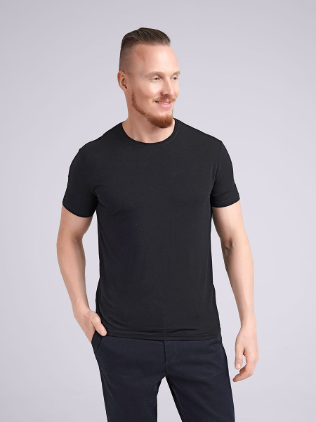 Футболка CLEVER WEAR, размер 46, цвет черный, 92% бамбук,8%эластан ...