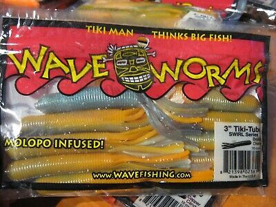 Силиконовая приманка Wave Worms Tiki-Grub 3.5", Bruised Orange, 14шт ...