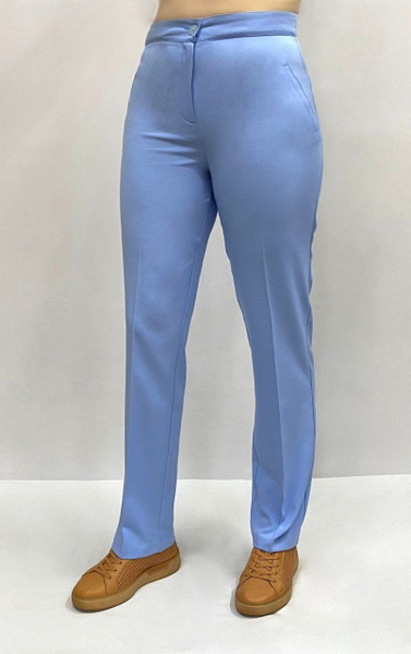 Брюки Женский Коллекция Аниса голубой Повседневный, размер 56 Молния ...