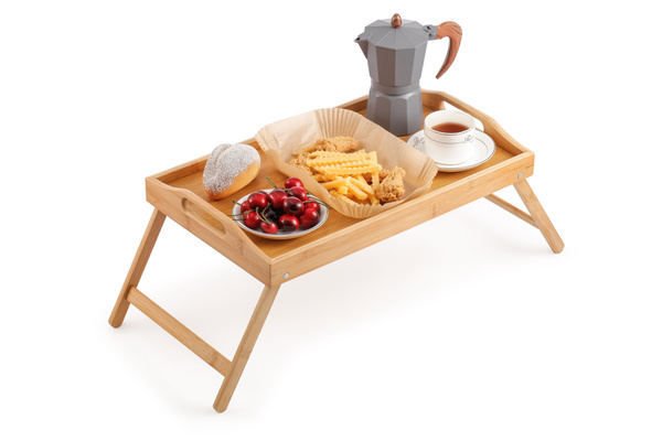 BambooLife Столик для завтрака в постель, столик поднос складной из бамбука купить на OZON по ...