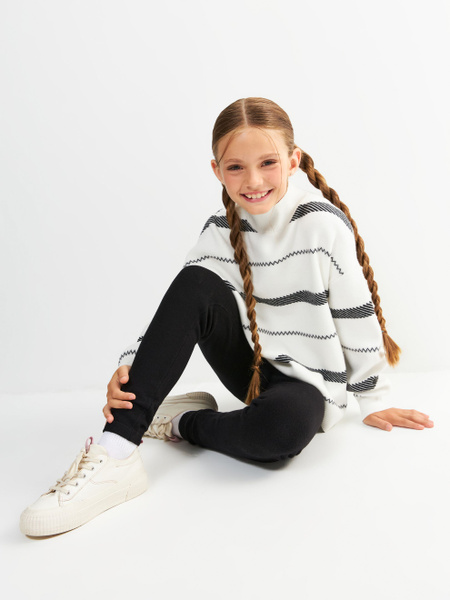 Легинсы Девочки Acoola черный Трикотаж Повседневный, размер 134 На любой сезон облегающий Китай ...