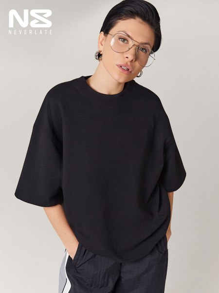 Футболка NEVERLATE, размер 48, цвет черный, черный графит, 95% хлопок 5% лайкра - купить по ...