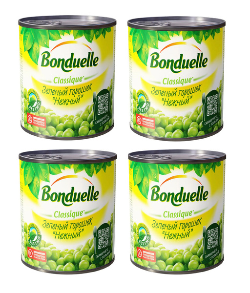 Горошек зелёный Bonduelle Нежный, 400 г x 4 шт - купить с доставкой по выгодным ценам в интернет ...