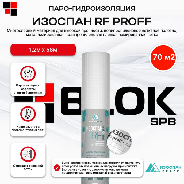 Изоспан RF Proff 70 м2 отражающая армированная парогидроизоляция - купить с доставкой по ...